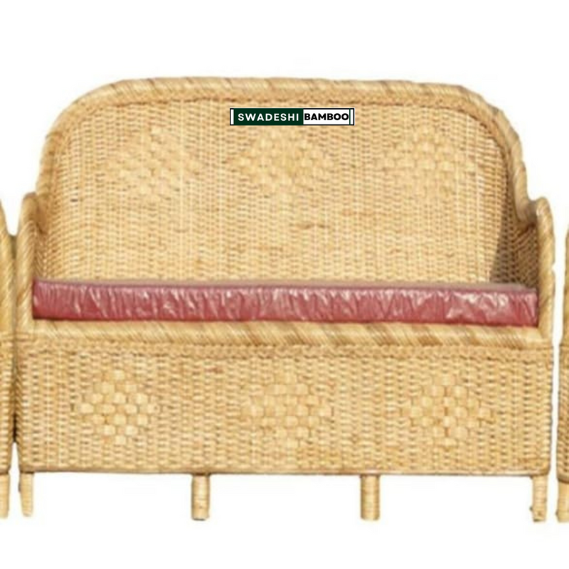 Bamboo Cane Three Seater Sofa, Sofa Couch for Home, Living Room, Garde ...